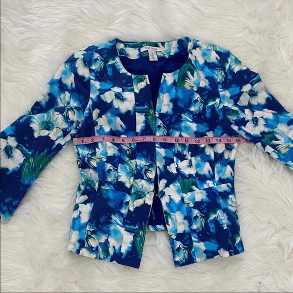 White House Black Market | Jackets & Coats | Whbm Blue Watercolor ...